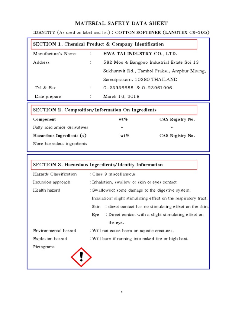 3 msds-LANOTEX CS-105 | PDF | Carbon Dioxide | Toxicity