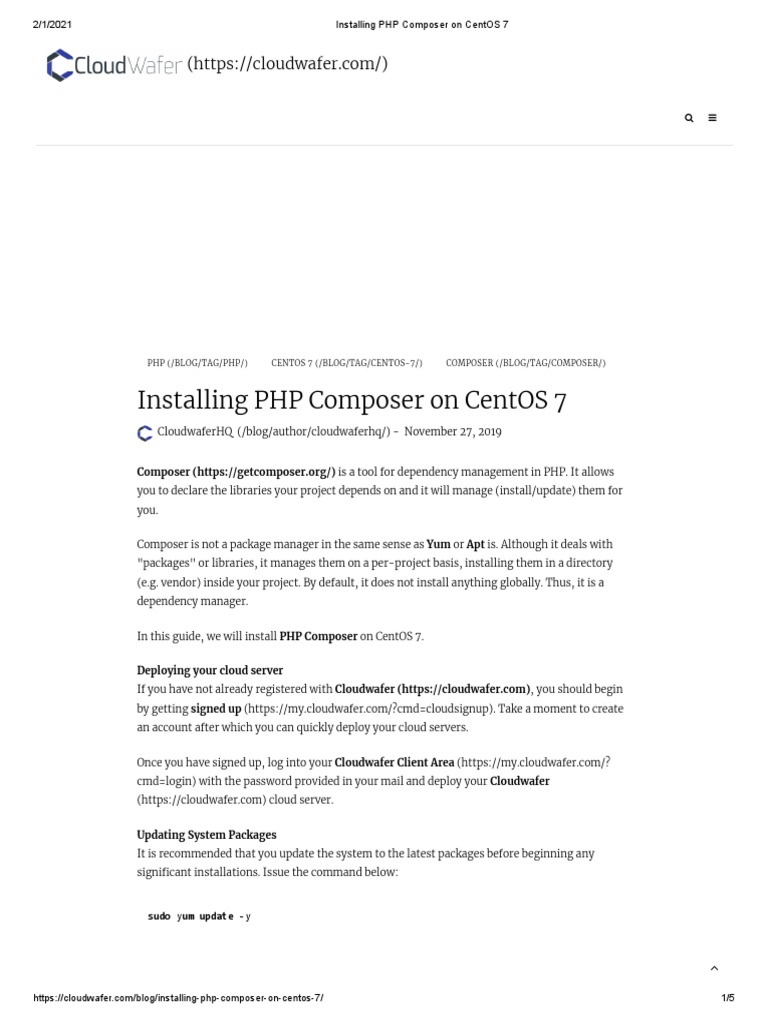 Installing PHP Composer On CentOS 7 | PDF | Php | Computer Mediated Communication