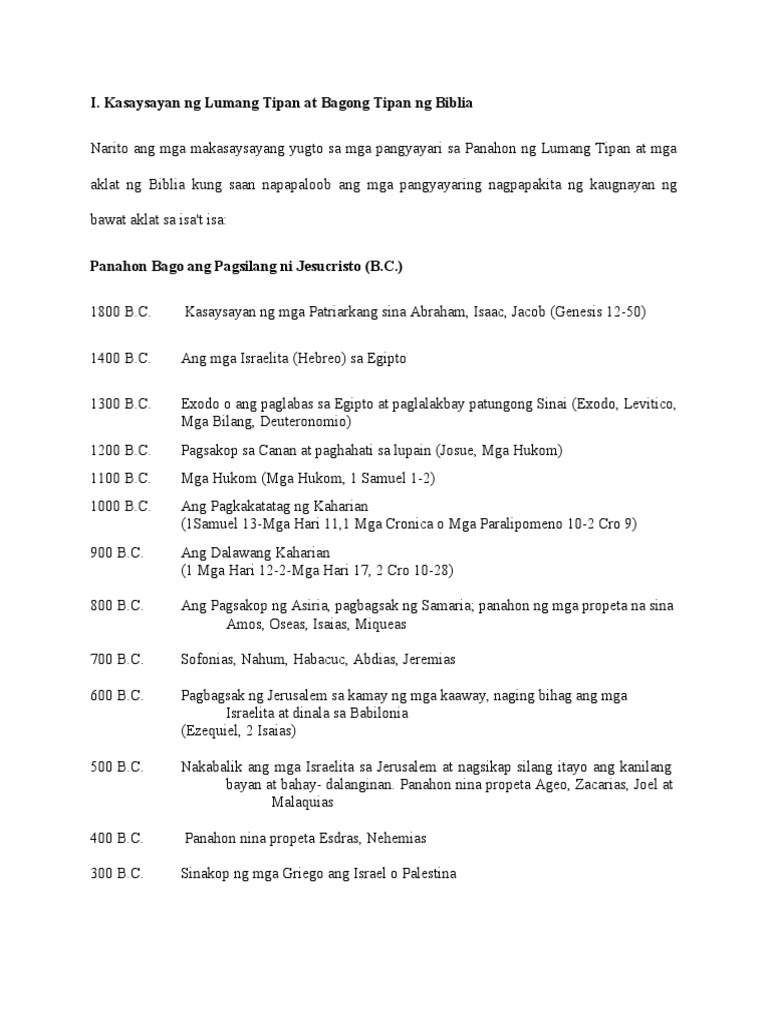 Kasaysayan NG Luma at Bagong Tipan | PDF