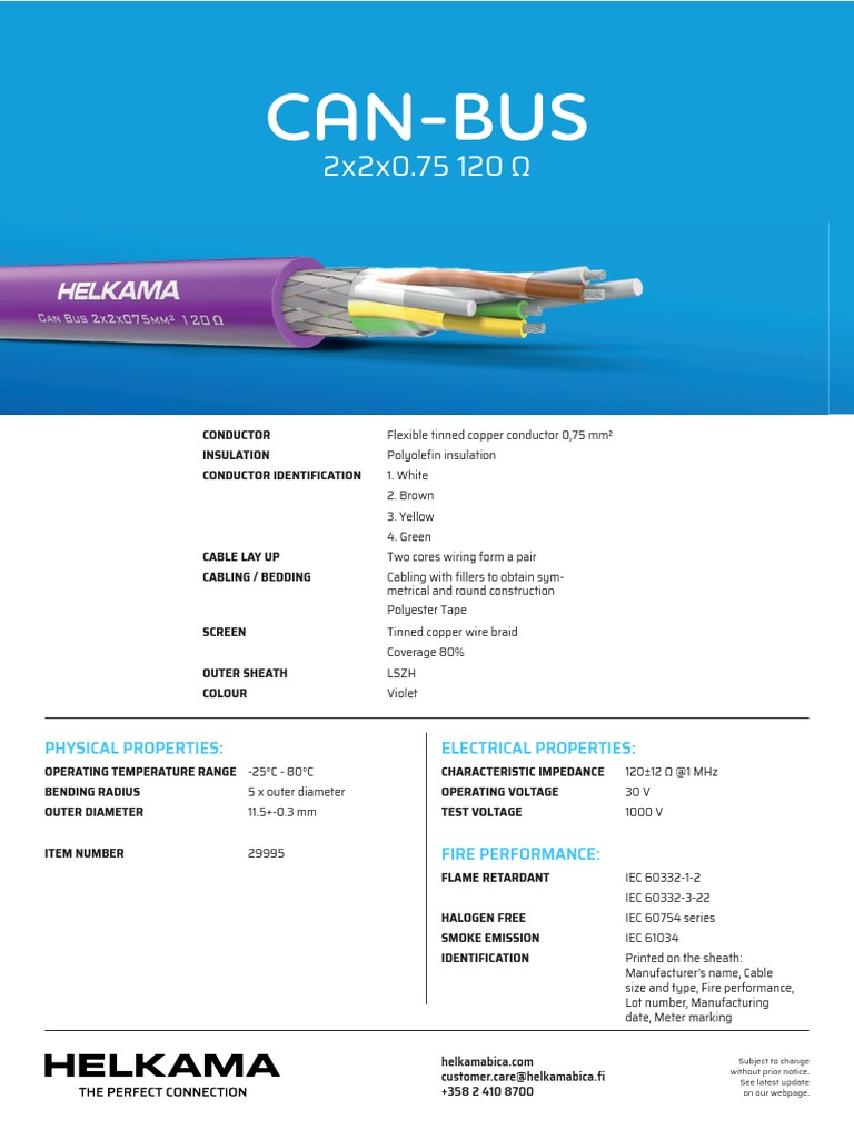 CAN Bus Cable Specifications | PDF | Electrical Engineering | Electricity
