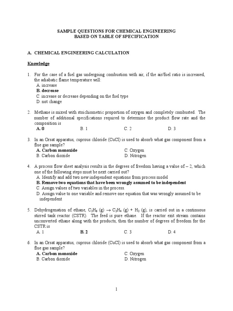 Sample Questions For Chemical Engineering | PDF | Reaction Rate | Heat ...