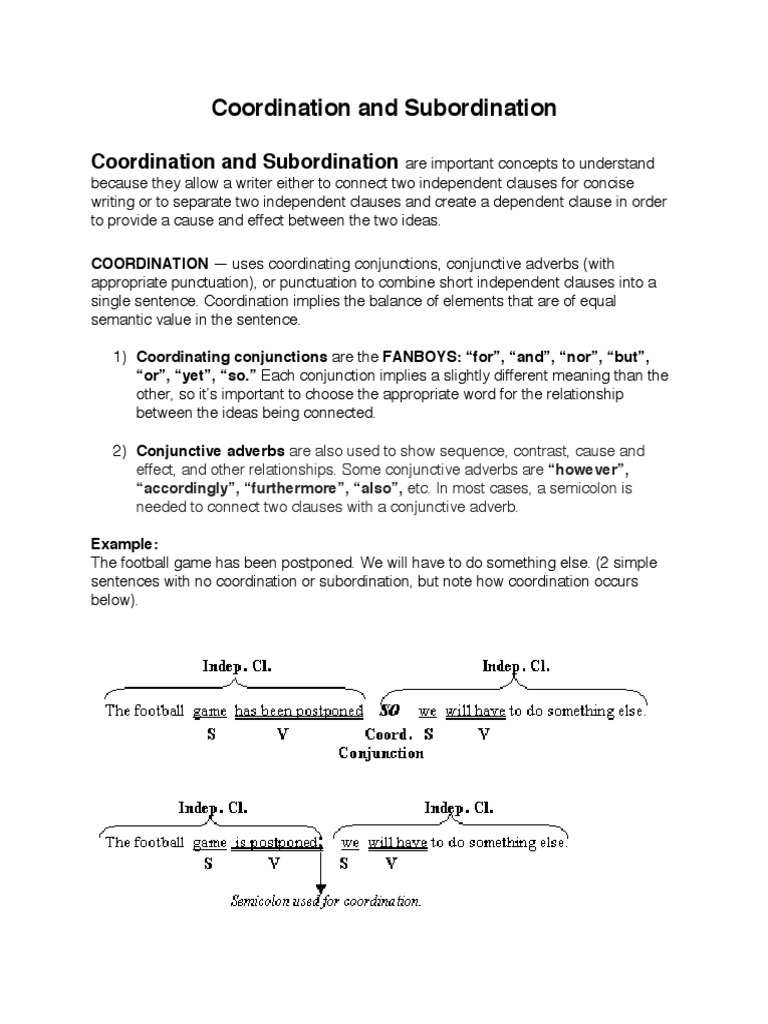Coordination vs. Subordination Explained | PDF