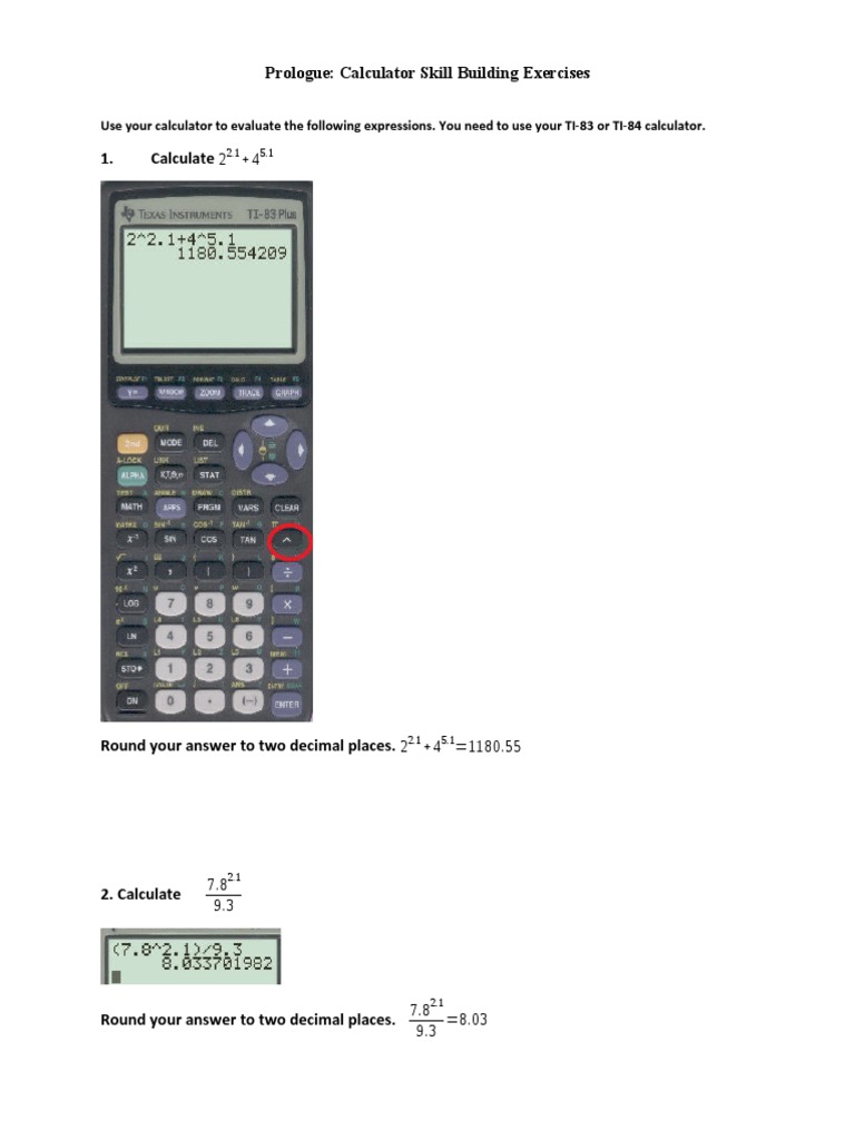 Prologue - Calculator Skill Building Exercises | PDF