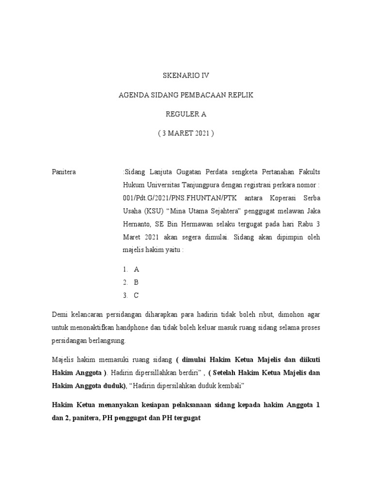 Skenario Sidang IV | PDF