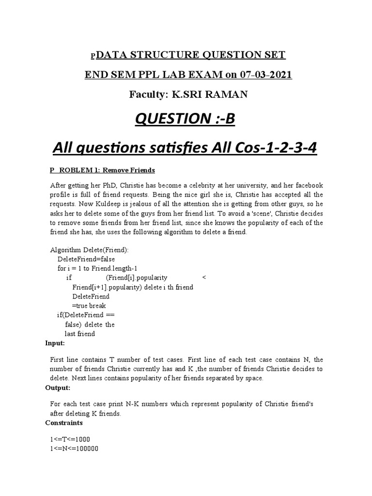 Datastructure Questiopn Ksr Ppl End Semester Exam Pdf String Computer Science Matrix