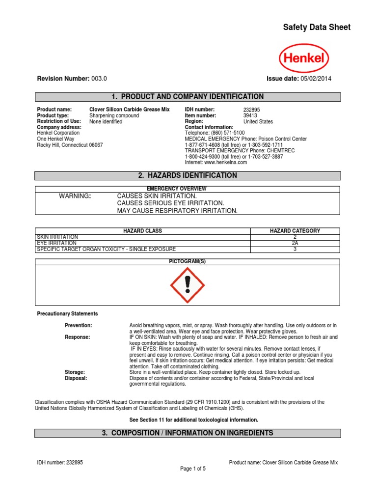 Product and Company Identification: Safety Data Sheet | PDF | Dangerous ...