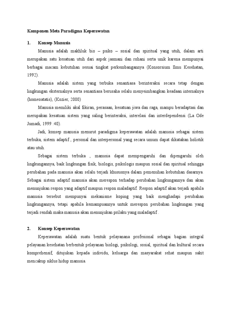 Komponen Meta Paradigma Keperawatan | PDF