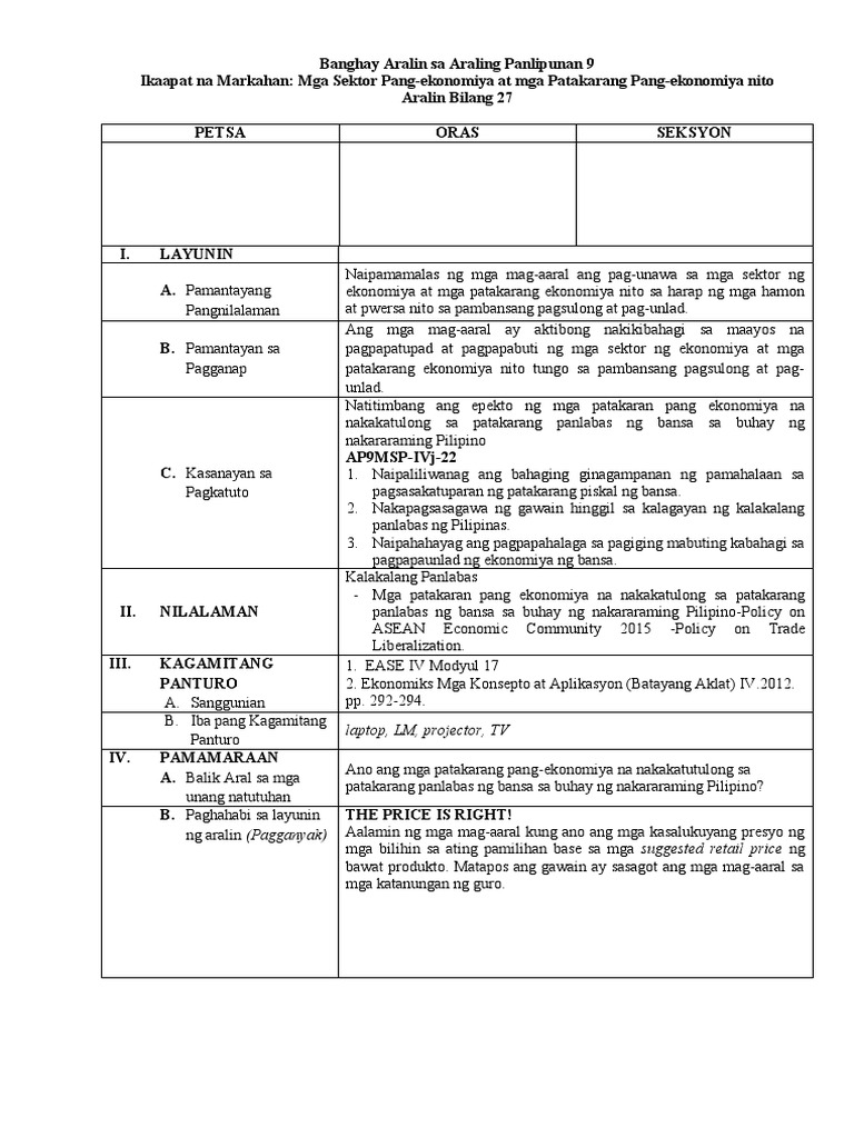 Ikaapat Na Markahan - Aralin 27 | PDF