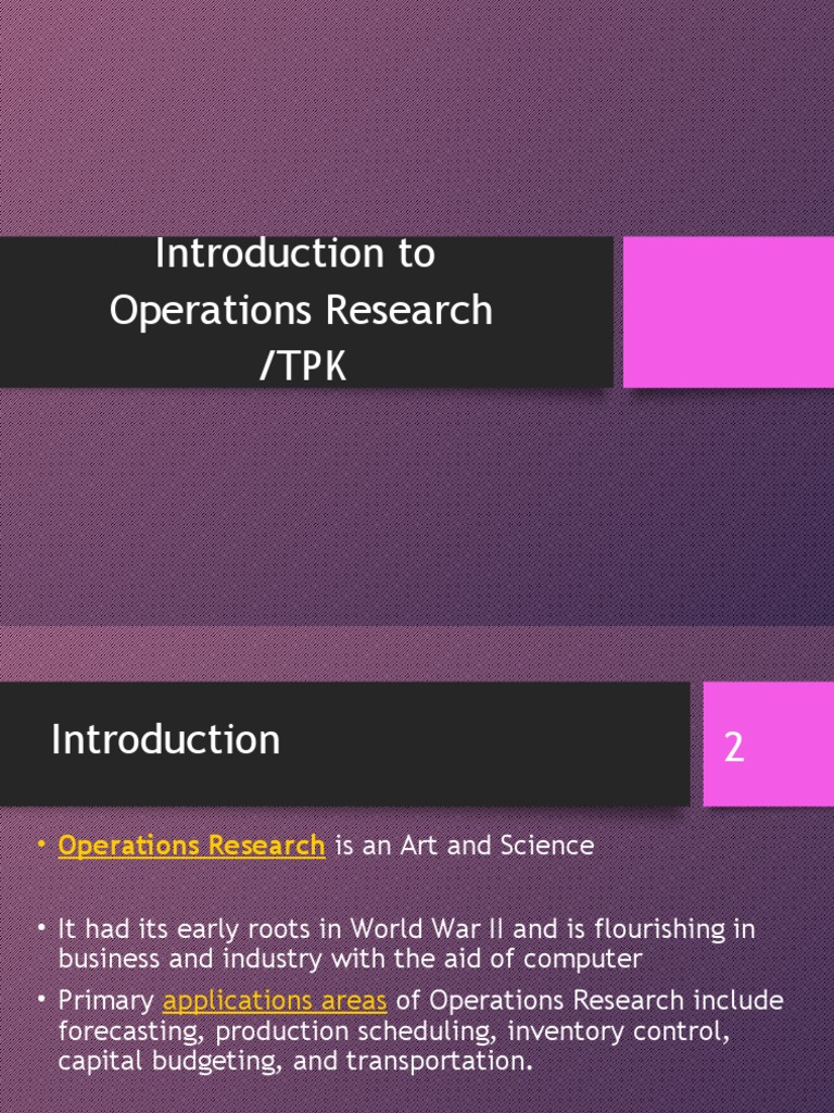 3 - Riset Operasi Dan Contoh Sukses Aplikasi Riset Operasi | PDF ...