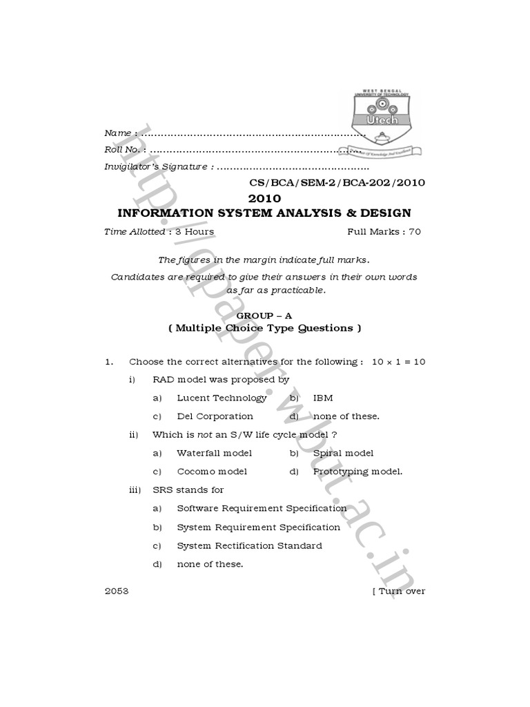 HT TP: //qpa Pe R.W But .Ac .In: 2010 Information System Analysis & Design | PDF | Software ...