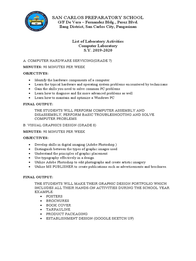 List of Laboratory Activities | PDF | Graphic Design | World Wide Web