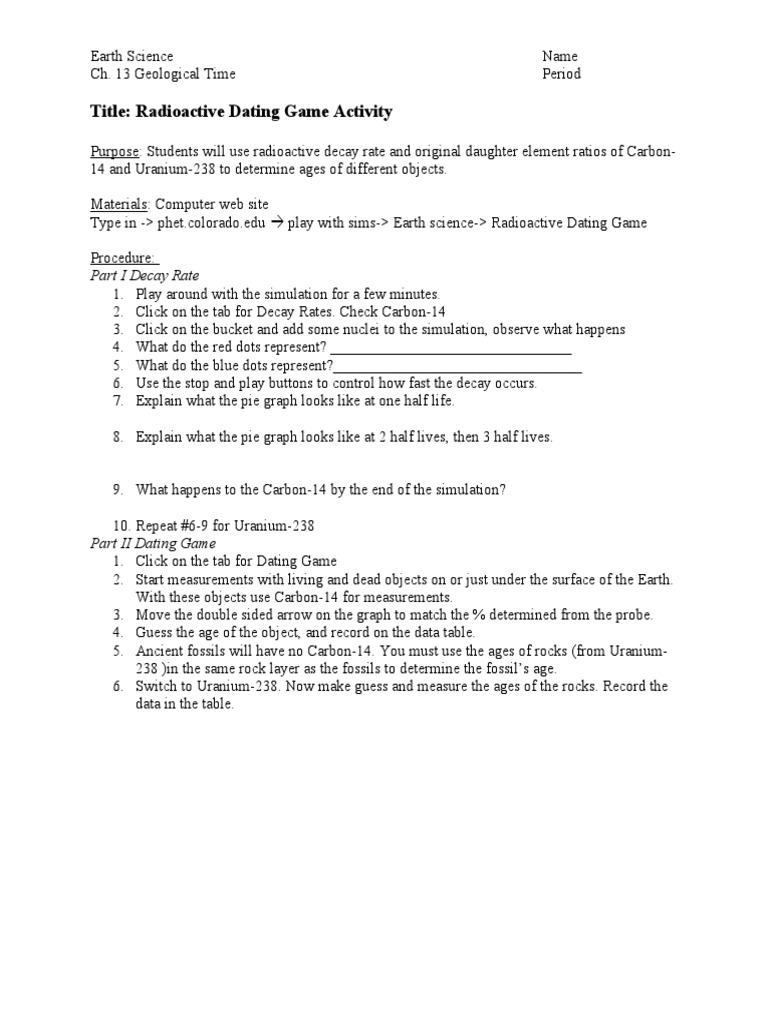Radioactive Dating Game Activity Guide | PDF | Radioactive Decay | Fossil