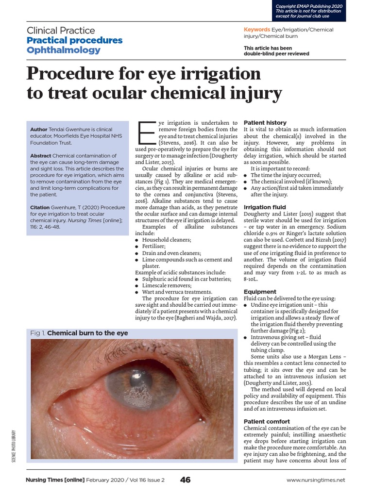 Procedure For Eye Irrigation To Treat Ocular Chemical Injury | PDF ...