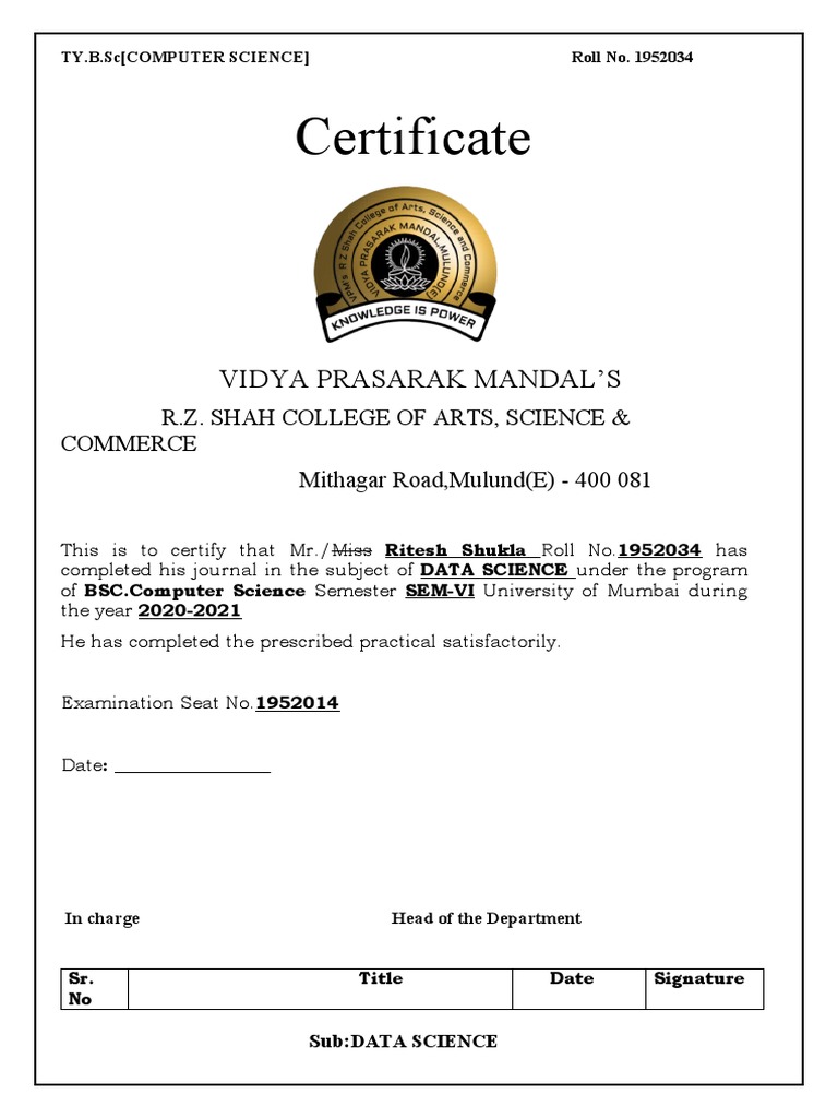 Data Science Practical | PDF | Mongo Db | Time Series