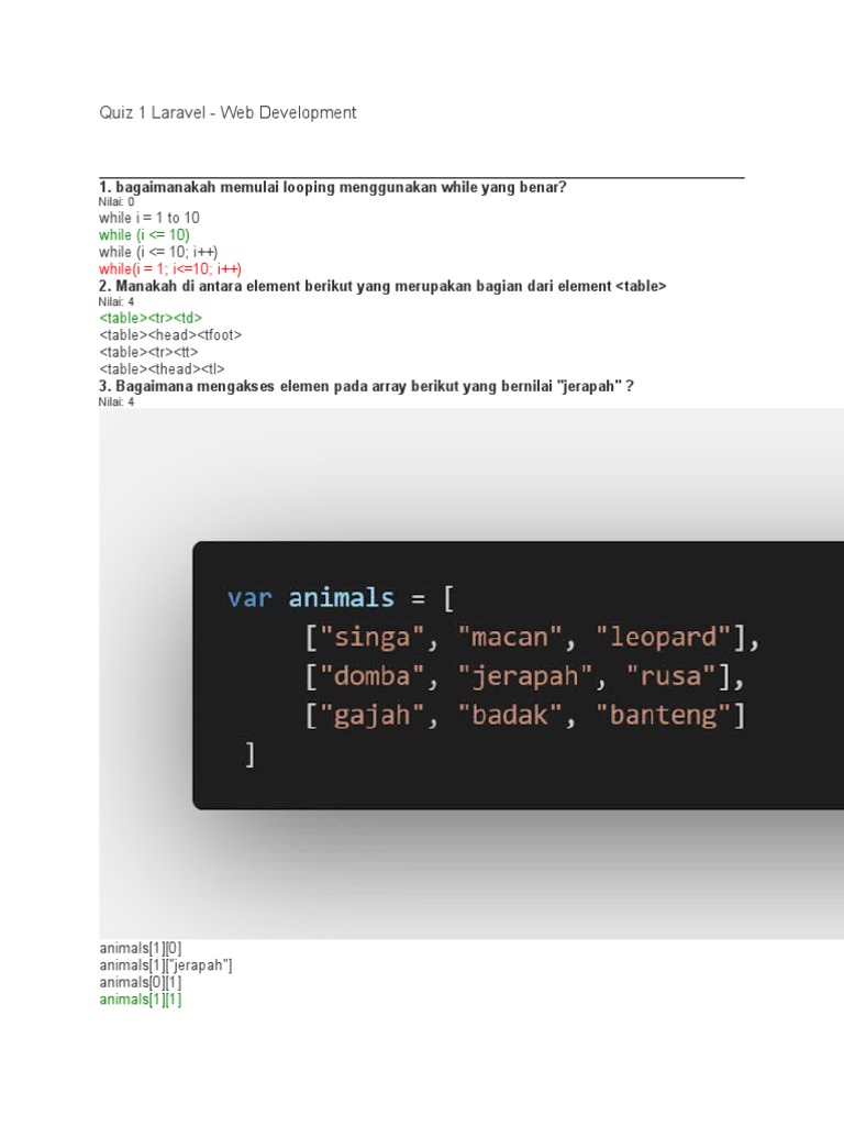 Quiz 1 Laravel | PDF