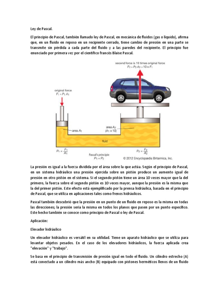 Ley de Pascal y su Aplicación en Elevadores | PDF