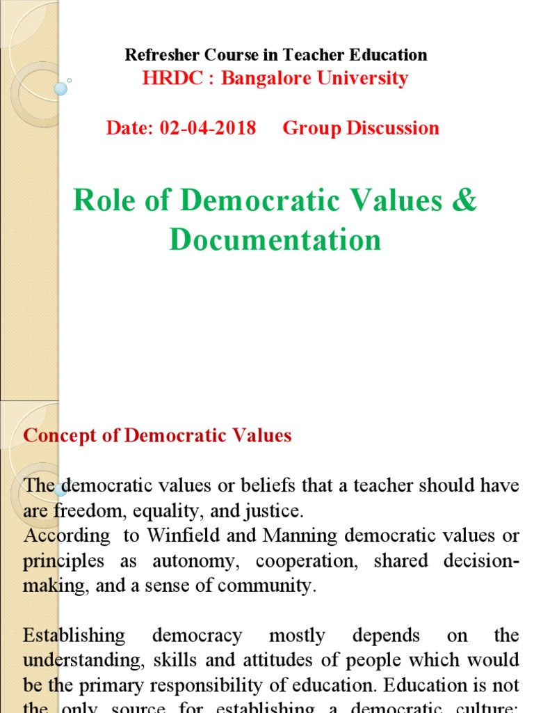 Democratic Values in Teacher Education | PDF | Teachers | Democracy