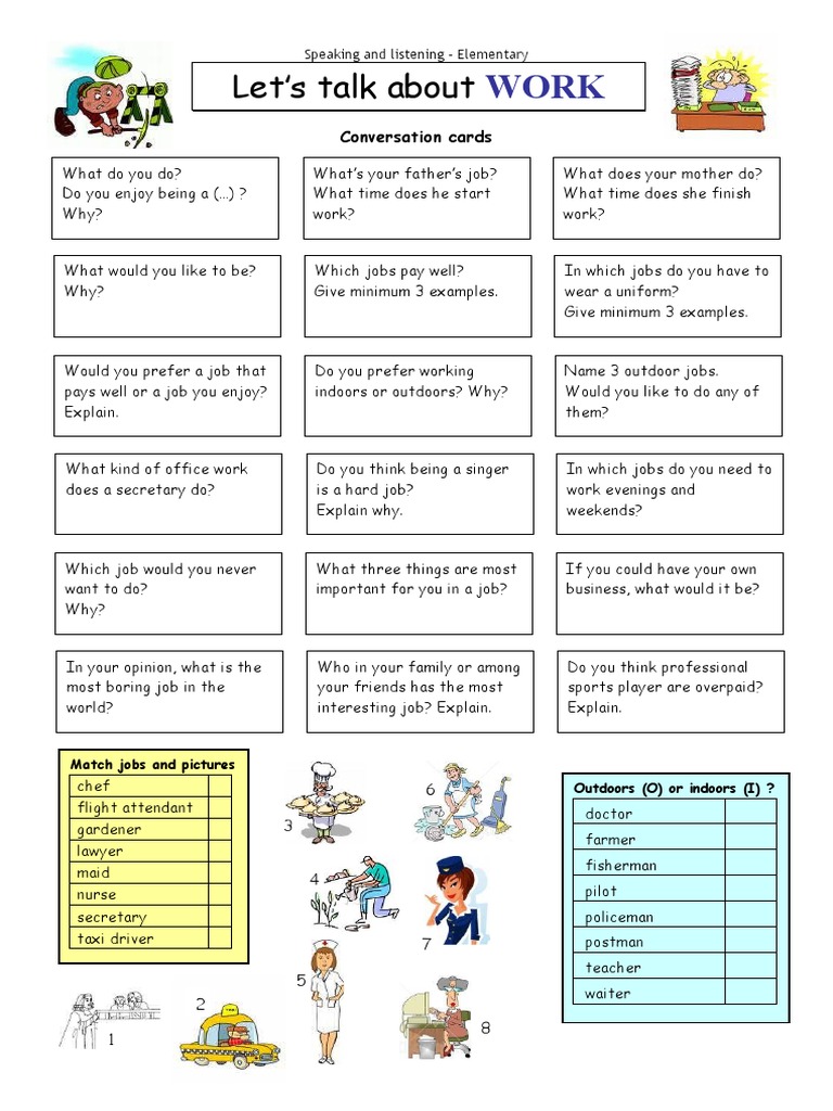 Lets Talk About Work Fun Activities Games 4485