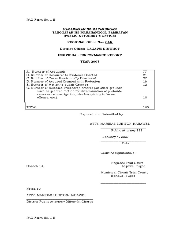 Pao Form 1-B | PDF | Criminal Procedure | Public Law