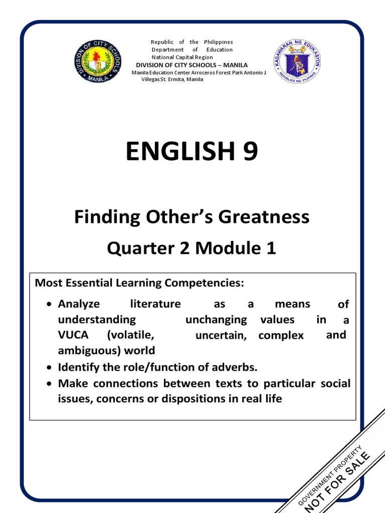 English 9: Finding Other's Greatness | PDF | Adverb | Adjective