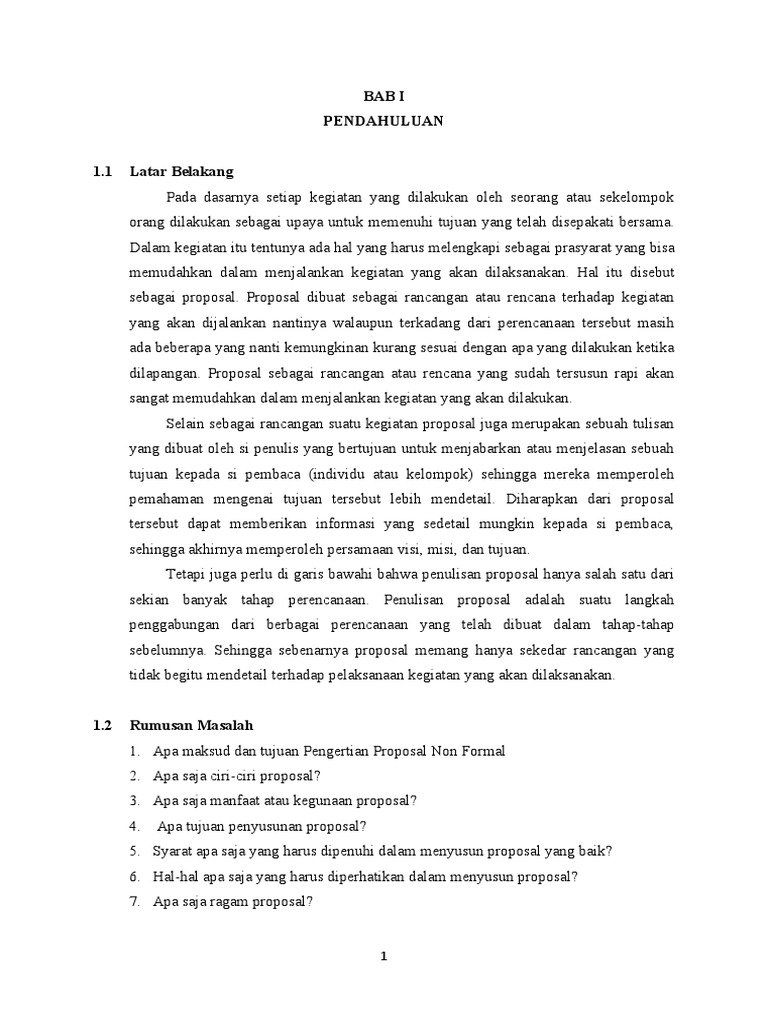 Bab I Makalah Tentang Proposal Non Formal | PDF