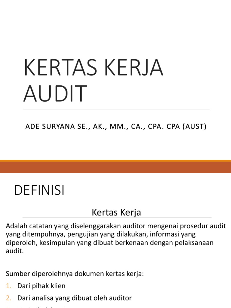Kertas Kerja Audit: Ade Suryana Se., Ak., MM., Ca., Cpa - Cpa (Aust) | PDF