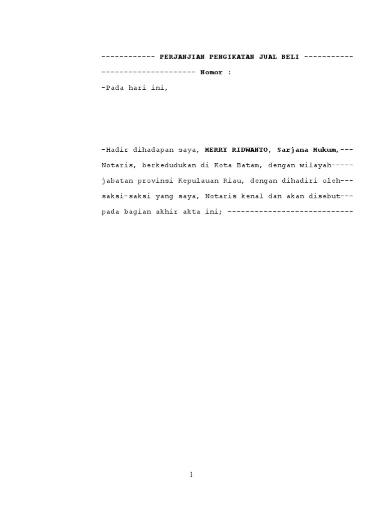 Contoh PPJB Notaris Jual Beli Tanah | PDF