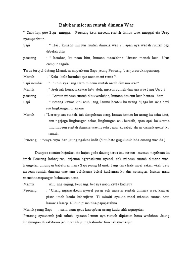 Dongeng Bahasa Sunda | PDF