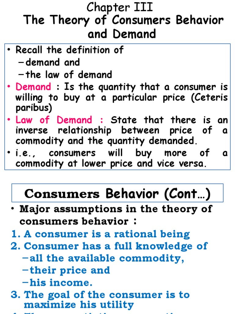 The Theory of Consumers Behavior and Demand | PDF | Utility ...