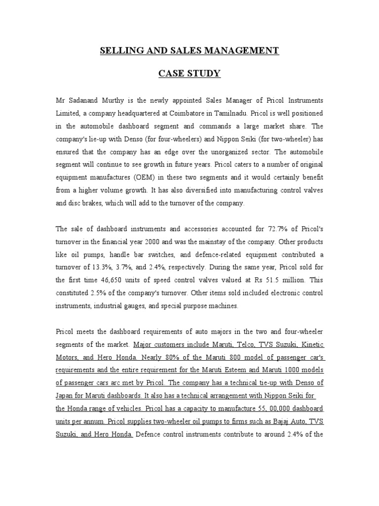 Selling and Sales Management Case Study | PDF | Sales | Car