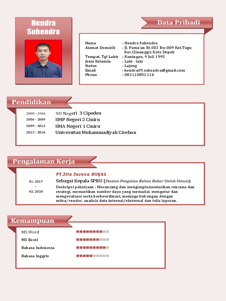 CV Hendra Suhendra | PDF