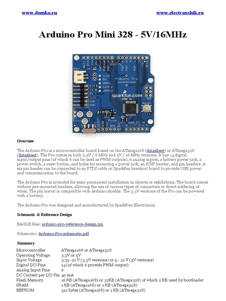Arduino Pro Mini 328 - 5V/16Mhz | PDF | Arduino | Computer Engineering