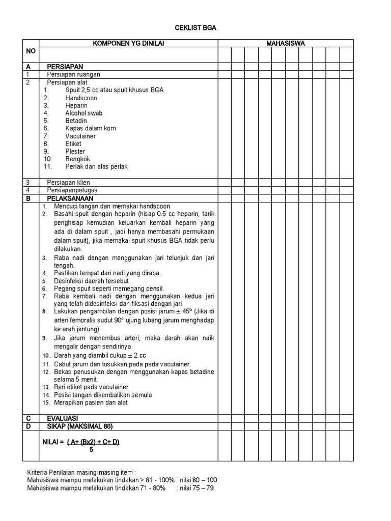Ceklist BGA, Abdominal Thrust Dan Chest Thrust | PDF