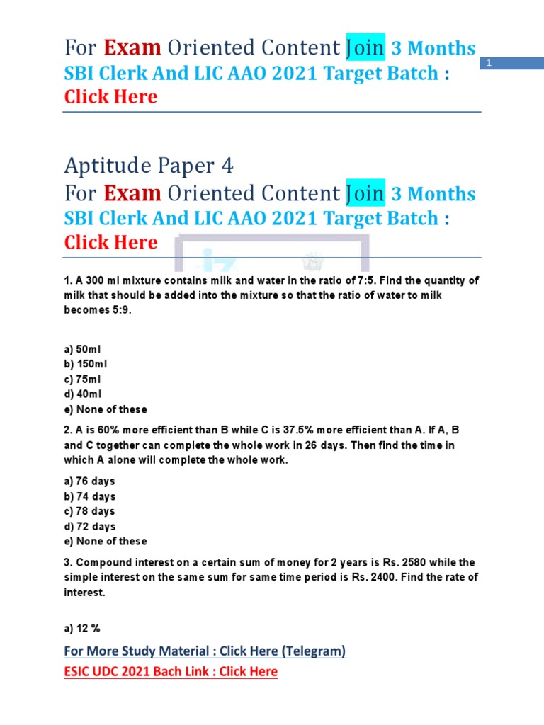 Aptitude Paper | Download Free PDF | Test (Assessment) | Economies