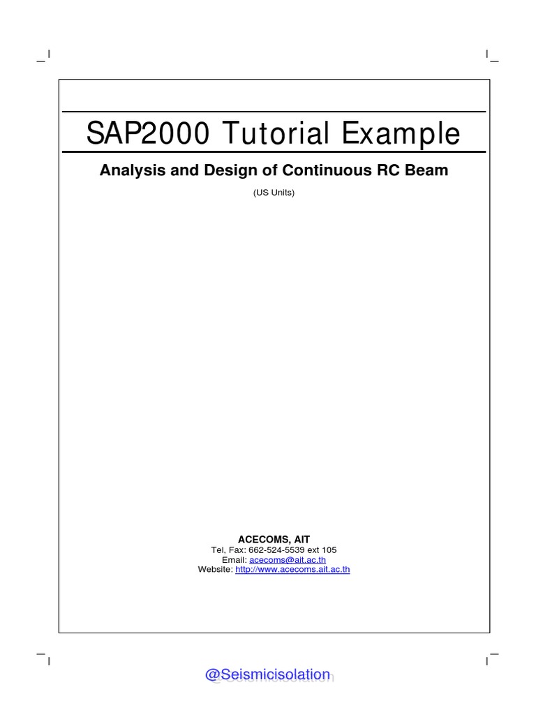 SAP2000 Tutorial Example: Analysis and Design of Continuous RC Beam | PDF | Beam (Structure ...