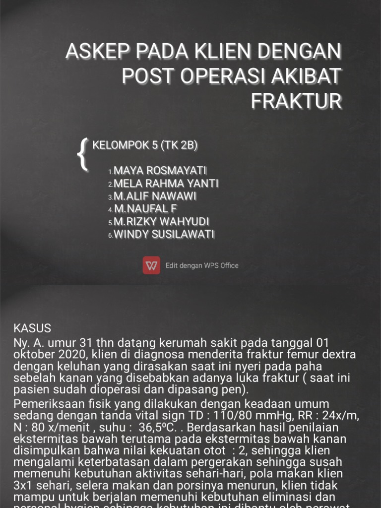 Askep Post Operasi Fraktur Kel 5 | PDF