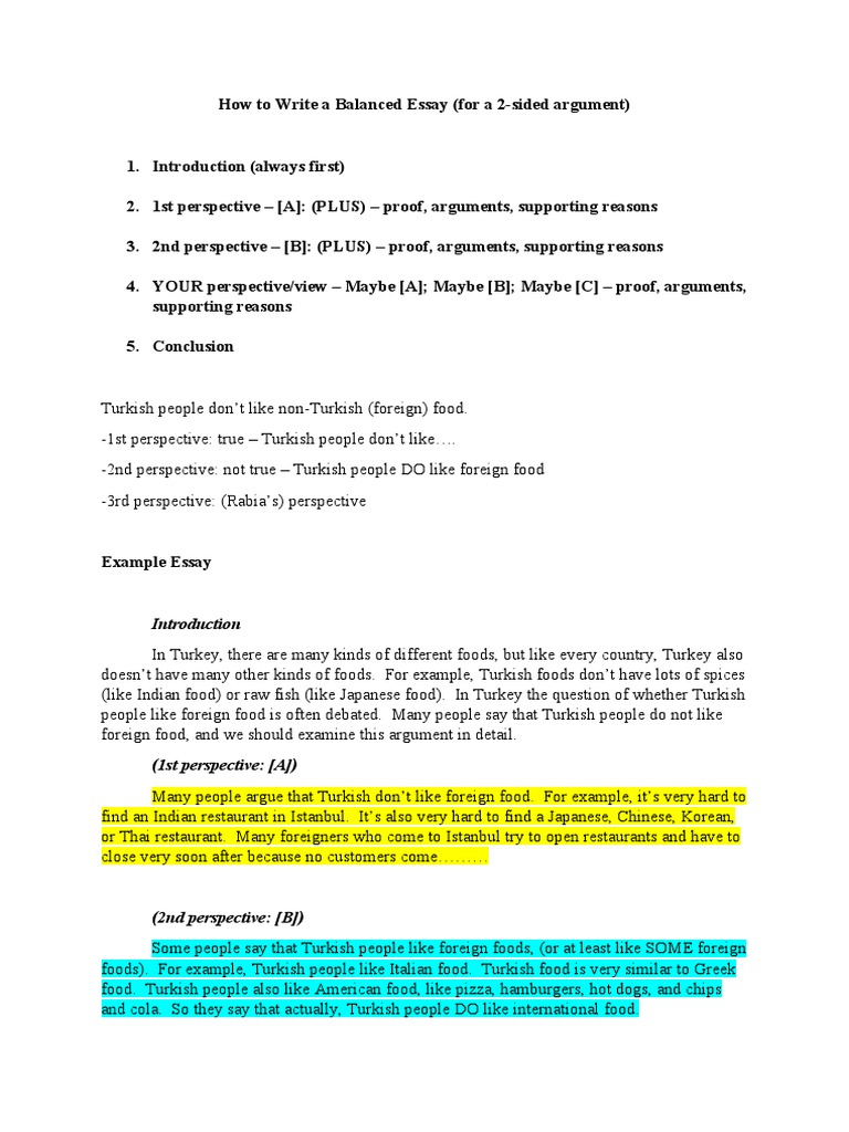 B1 - Example Essay - How To Write A Balanced Essay | PDF | Hamburgers ...