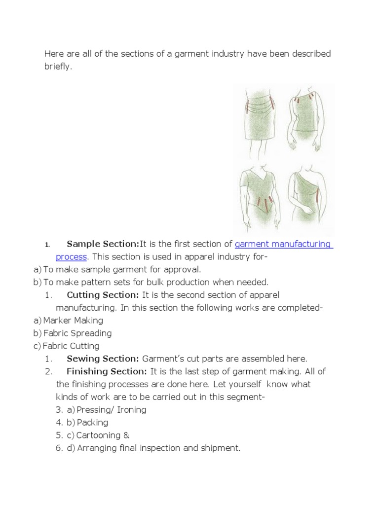 Sample Section:It Is The First Section Of: Garment Manufacturing ...