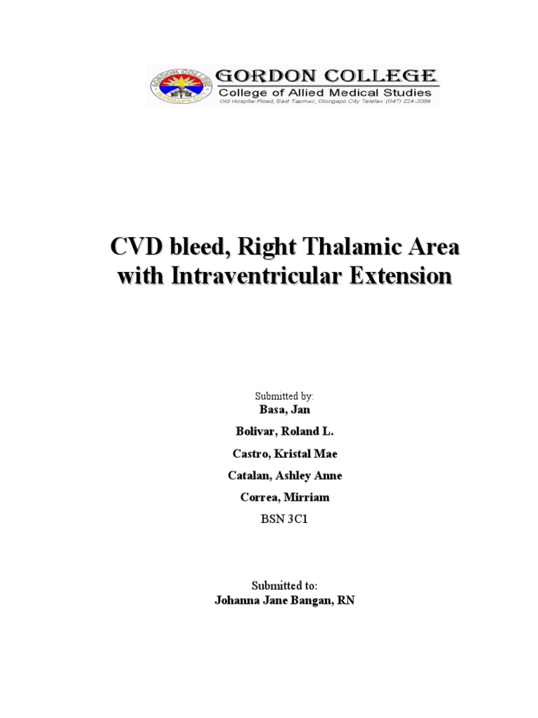 CVD Bleed, Right Thalamic Area With Intraventricular Extension | PDF ...