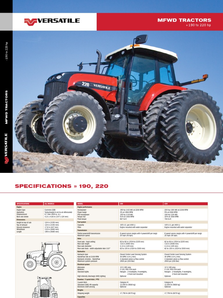 MFWD Tractors: 190 To 220 HP | PDF | Horsepower | Tractor