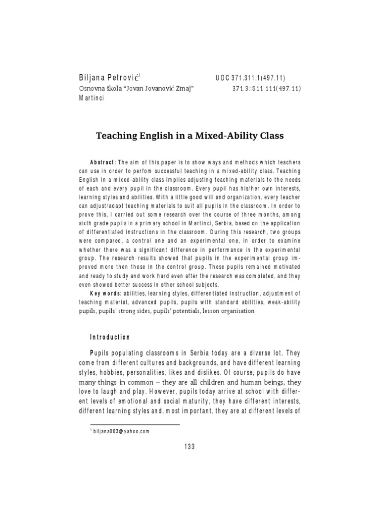 Mixed Ability Classes | PDF | Differentiated Instruction | Teachers