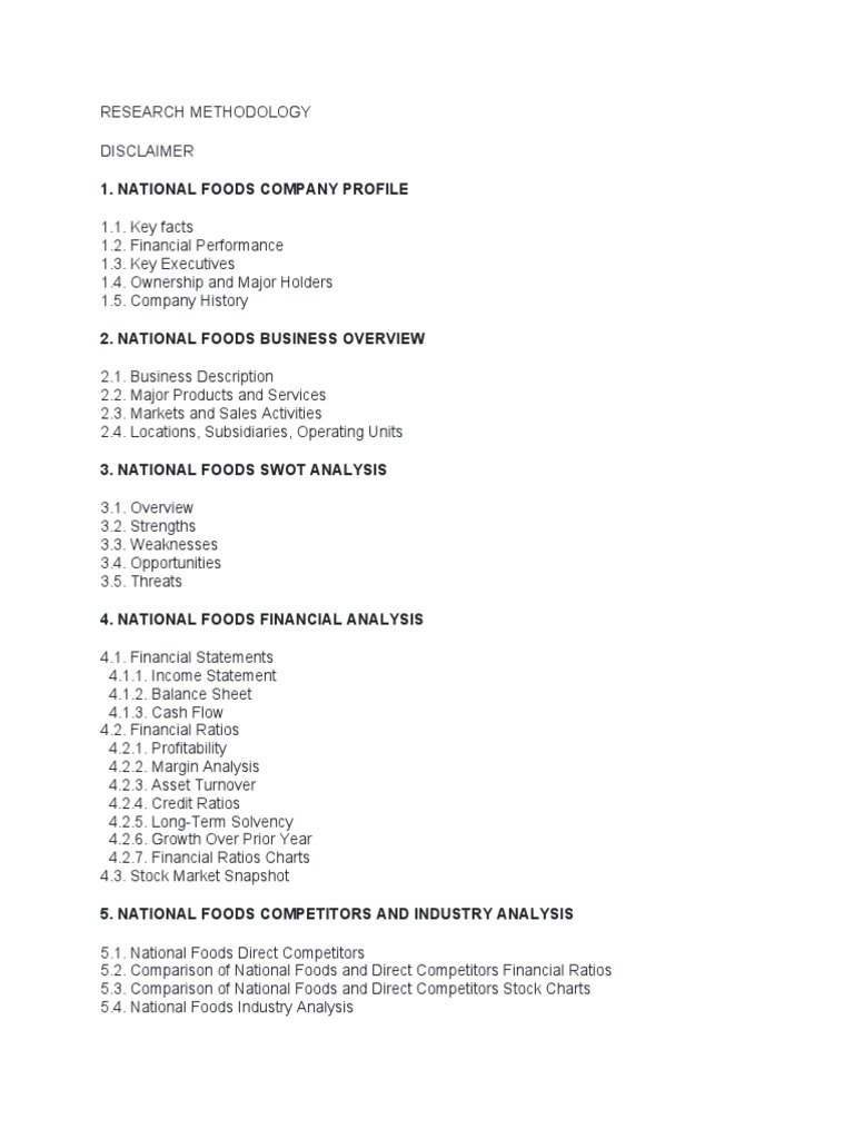 RESEARCH METHODOLOGY-national Foods | PDF