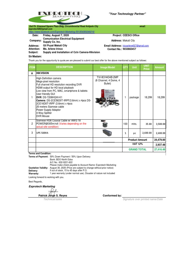 CCTV Promo Package 8chnl. 080720.Xlsx (4442) | PDF | Digital Video ...