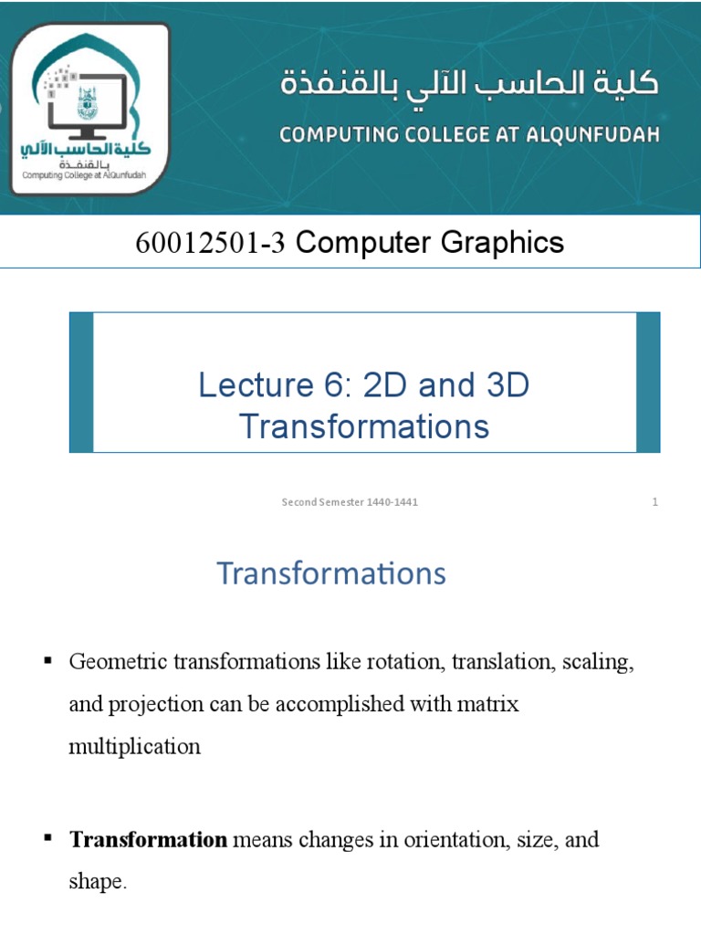 Lecture 6 2d And 3d Transformations Download Free Pdf 2 D Computer Graphics Cartesian