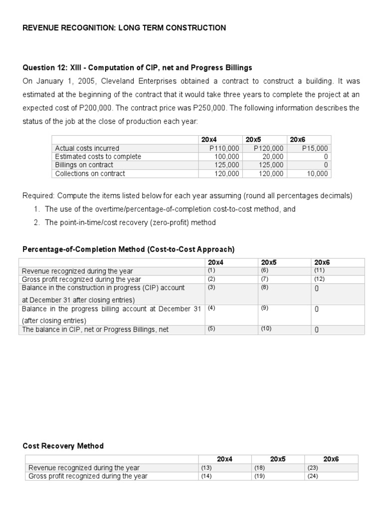 Revenue Recognition: Long Term Construction | PDF | Revenue | Corporations