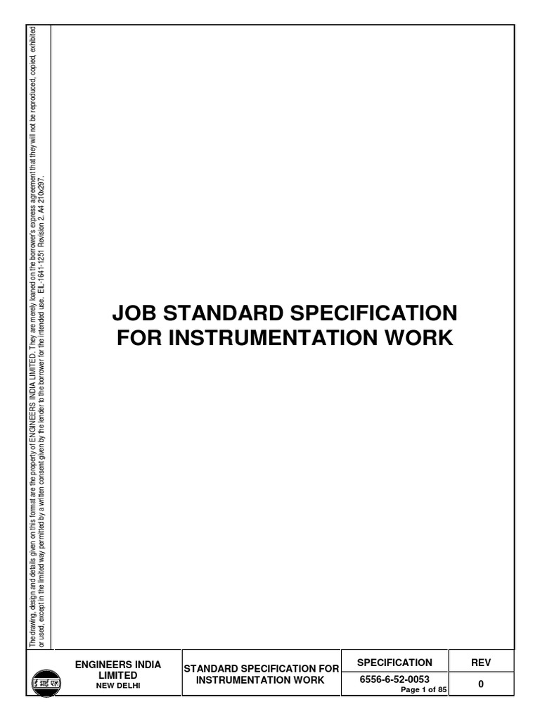 Eil Spec For Instrumentation Works | PDF | Specification (Technical ...