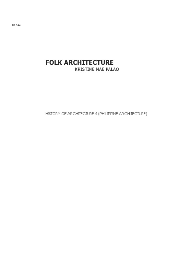 Folk Architecture In The Philippines PDF Economic Sectors