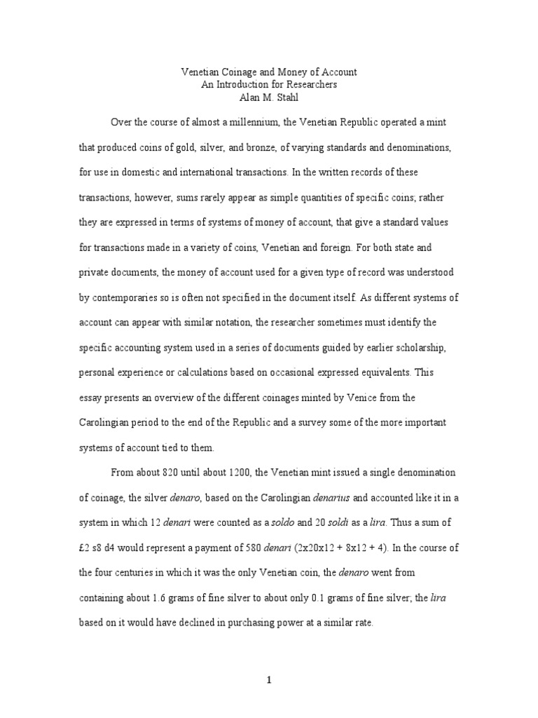 Alan M Stahl - Rialto 35 (2016) - Venetian - Coinage - and - Money - of ...