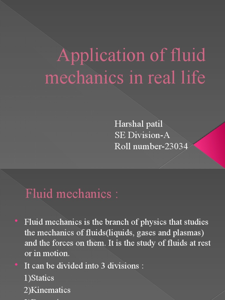 Application of Fluid Mechanics in Real Life | PDF | Law | Science ...