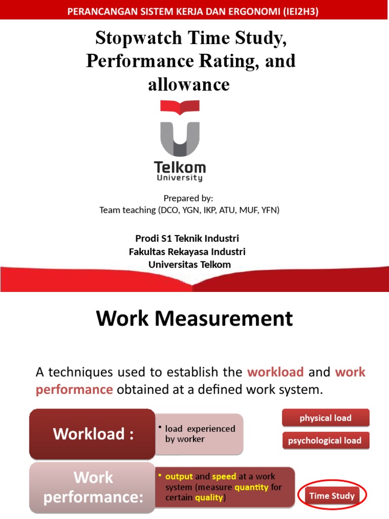Minggu 5. TIME STUDY - Stopwatch (Rev) | PDF | Analysis | Metrology